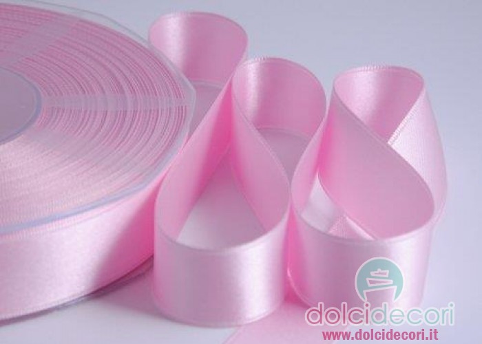 Nastro raso 25 mm rosa confetto per decorazioni torte